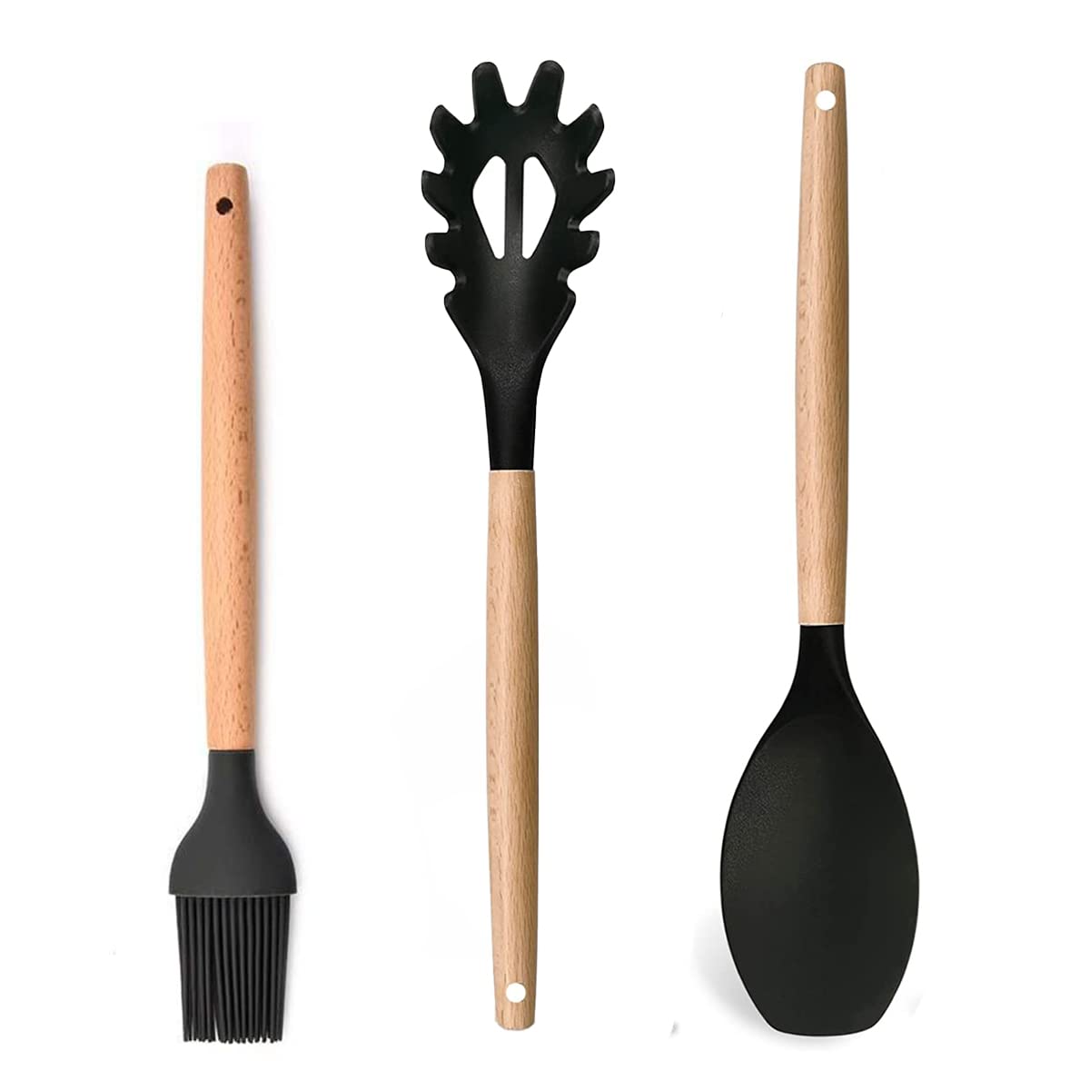 Buy FS COOL Set of 3 Kitchen Utensils Silicone Pasta Fork,oli Brush and ...