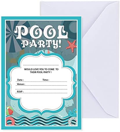 Papa Prints Pack of 32 Pool Party Invitations Kids (105 x 149 mm ...