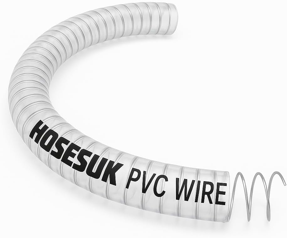 32mm ID x OD 42mm Wire Reinforced Clear PVC Hose – Spiral Steel Helix ...