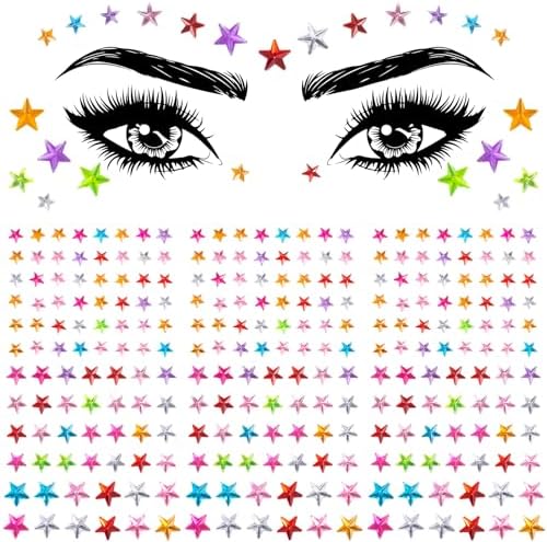 Amazon.com : OIIKI 4 Sheets Colorful Star Face Gems Stickers, Face Eye ...