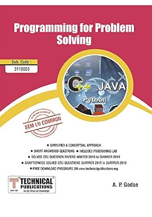Programming for Problem Solving for GTU University (II-COMMON - 3110003 ...