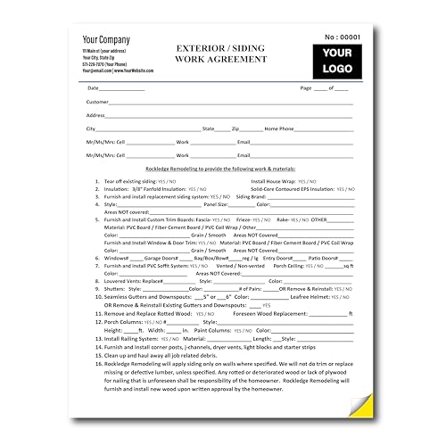 Amazon.com: Siding Agreement Custom Printed with Your Company ...