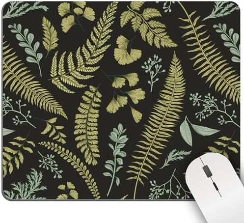 Amazon.com: Green Leaf Mouse Pad Black Vintage Floral Mousepad ...
