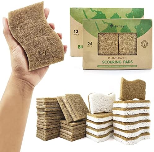 Amazon.com: AIRNEX Biodegradable Natural Kitchen Sponge - Compostable ...