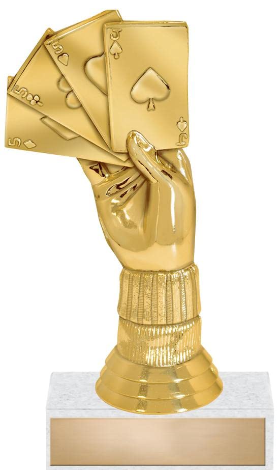Amazon.com : Crown Awards 5.25" Cribbage Hand Trophy On White Marble ...