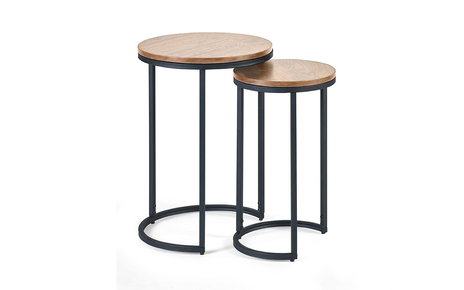 Julian Bowen Tribeca Round Nesting Side Tables, Metal And Mdf, Sonoma ...