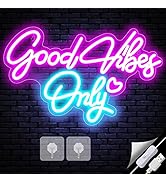 Rialnach Good Vibes Only Neon Sign for Wall Decor- LED Neon Signs for ...