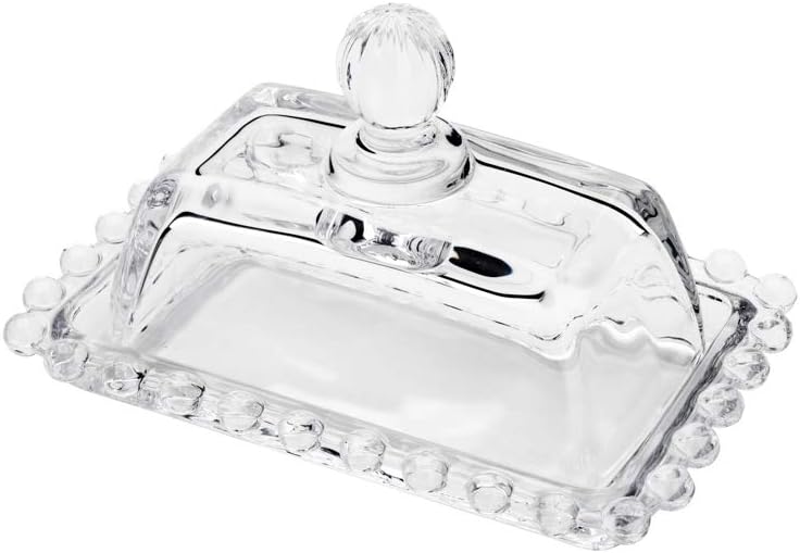 Amazon.com | WOLFF - Pearl Crystal Beaded Butter Dish with Lid - Clear ...