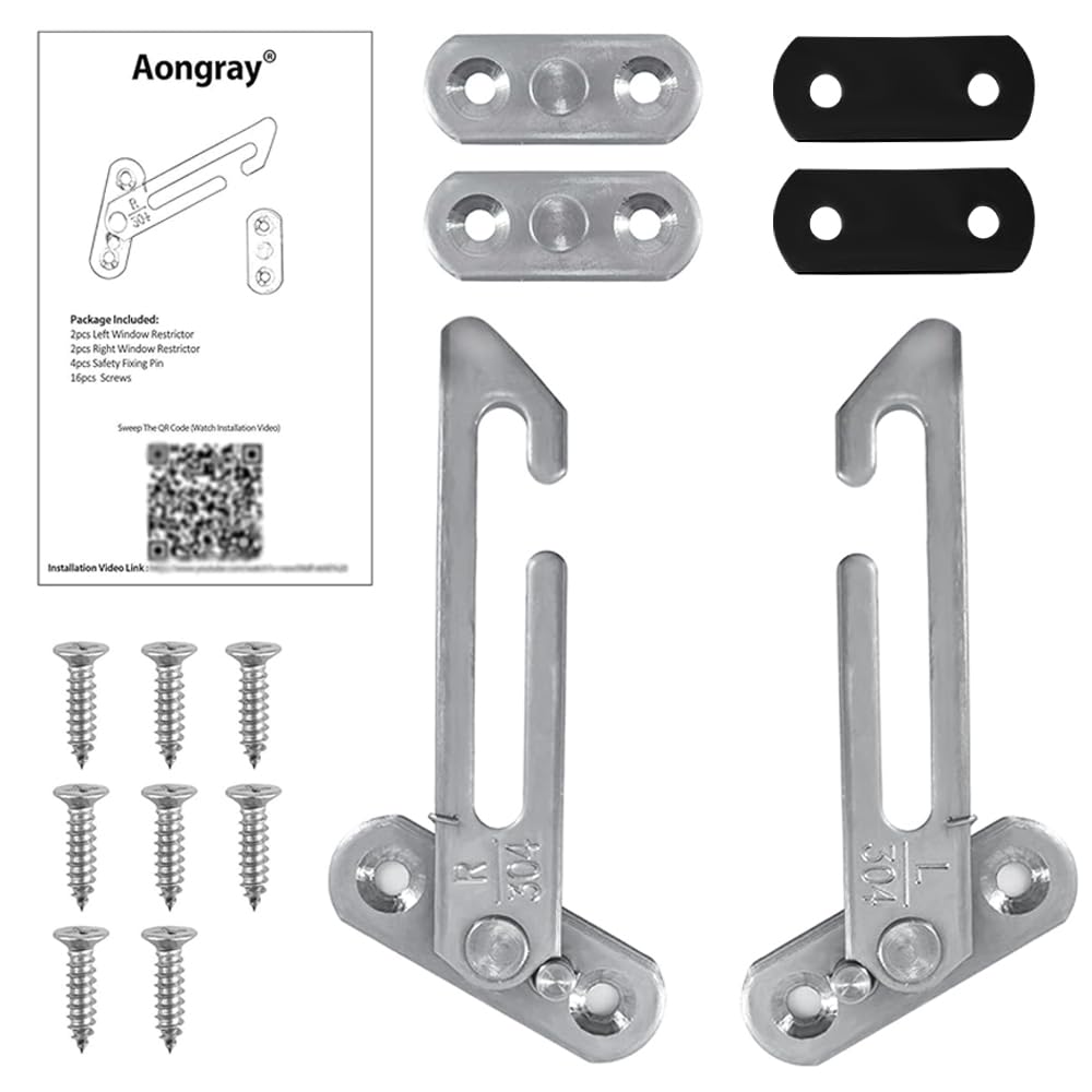 1 Pair Window Restrictors Locks,Aongray Window Restrictor Hook Window ...