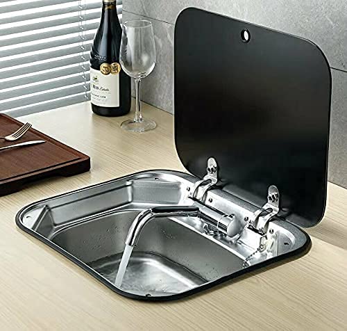 RV Outdoor Sink RV Folding Sink&Cold Hot Faucet Stainless Steel RV Sink ...
