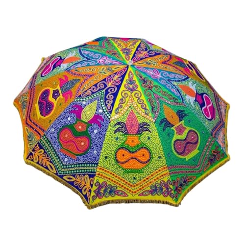 Amazon.com: Marusthali indian umbrella, large garden umbrella, handmade ...