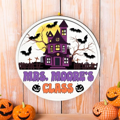 Amazon.com: Personalized Halloween Teacher Name 3D Sign Halloween ...