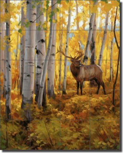 Elk Wildlife Ceramic Tile Mural 17" x 21.25" - Fall Splendor by Edward ...