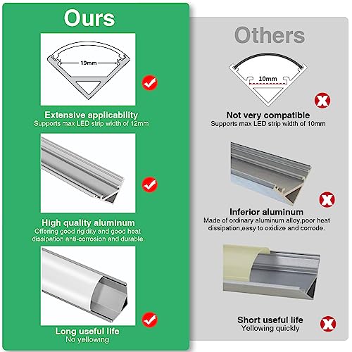 LED Aluminium Profile 6 x 1 m, LED Profile V-Shape LED Channels for LED ...