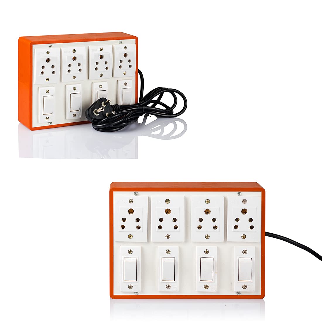 Buy HI-PLASST PVC Brown Extension Board 4+4 Multi Outlet Electrical ...