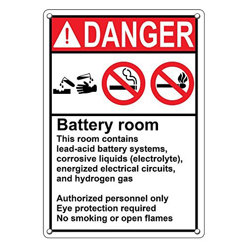 Weatherproof Plastic Vertical ANSI Danger Battery Room Sign with ...