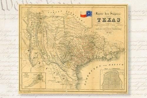 Amazon.com: 1876 REPUBLIC OF TEXAS MAP with VINTAGE PICTURES poster ...