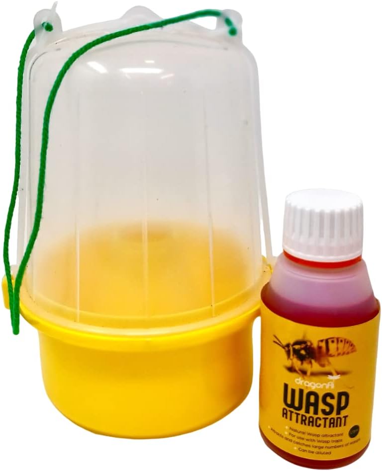 Dragonfli Wasp Trap With Liquid Bait Attractant - Catches & Kills Wasps ...