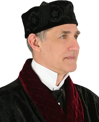 Historical Emporium Men's Deluxe Plush Velvet Embroidered Smoking Cap ...