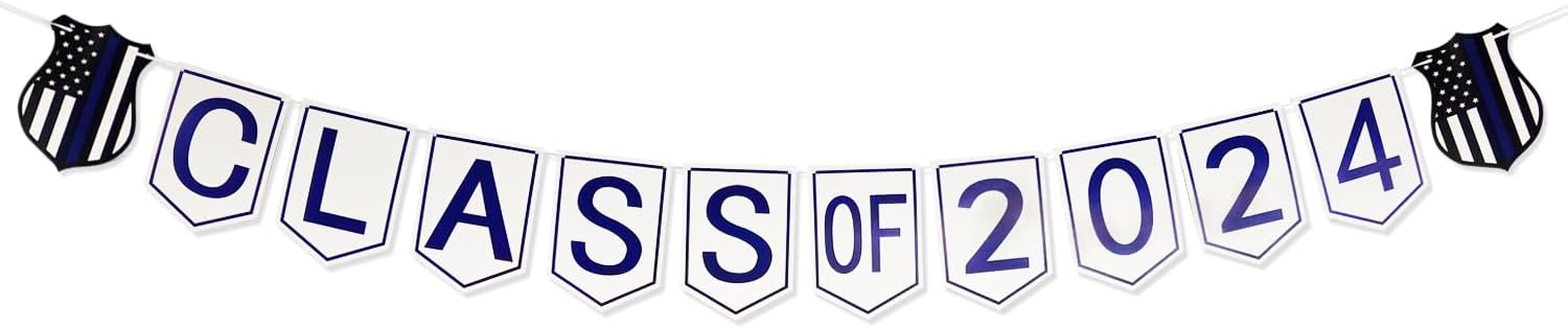 Amazon.com: Police Officer Theme Graduation Banner,Class Of 2024 Banner ...