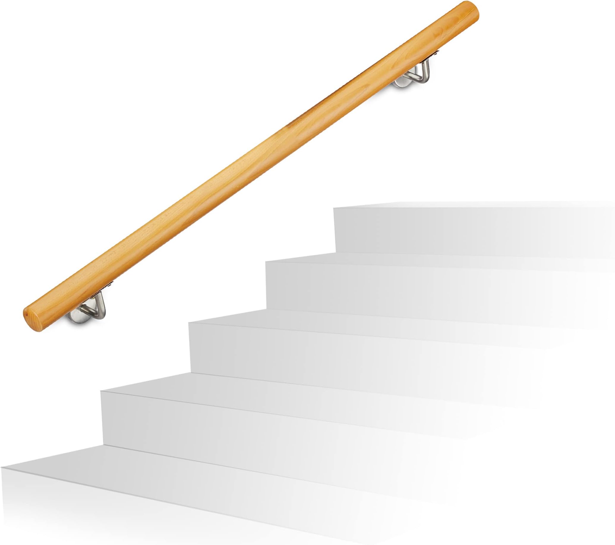 Wooden Handrail, 100 cm Length, Stair Railing, Indoor Wall Handrail ...