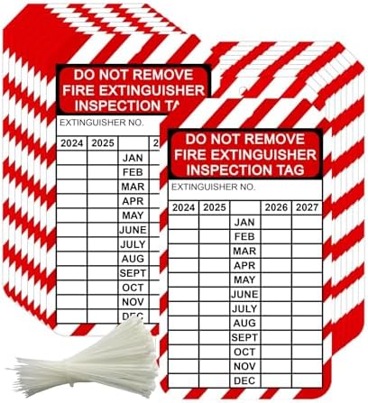Monthly Fire Extinguisher Inspection Tags Record 2025-2028 4 Year Fire ...