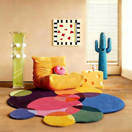 Amazon.com: Boho Irregular Shape Round Pastel Rugs 6ft,18mm Fluffy ...