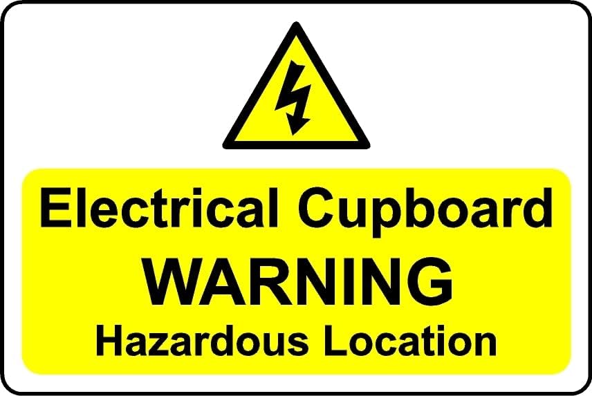 Electric meter cupboard safety sign - Self adhesive sticker (300mm x ...