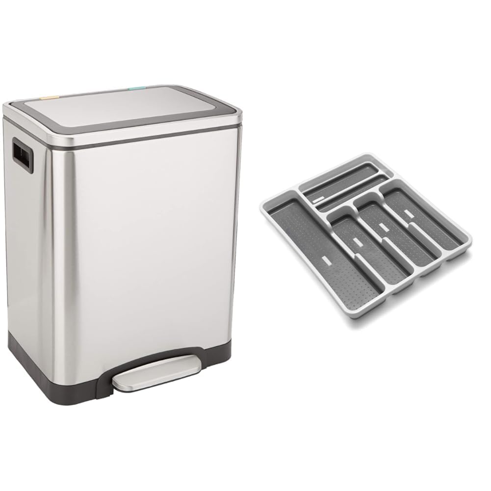 Amazon Basics Dual Compartment Rectangular Dustbin & Addis Premium Soft ...