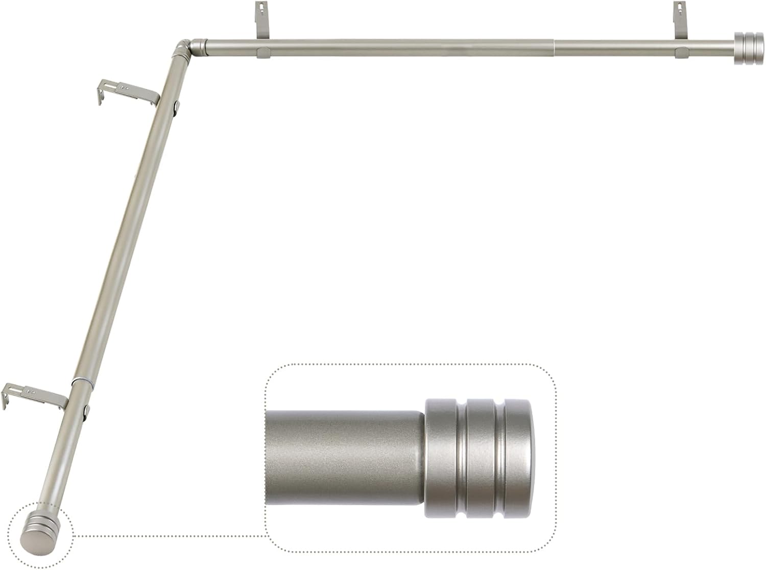 Amazon.com: Heavy Duty Corner Window Curtain Rods 36 to 72 Inch ...