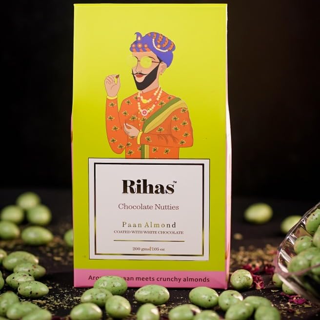 Riha's Chocolates Chocolate Coated Paan Almond Box pack of 200gm ...