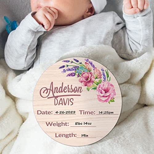 Amazon.com: MXZLBY Baby Birth Announcement Sign，6 Inch Double-sided ...