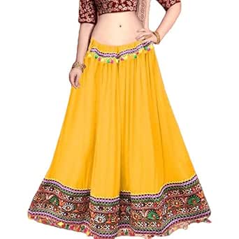 Buy Gunisha Rajasthani Embroided Border Rayon Skirt for Women (42 ...