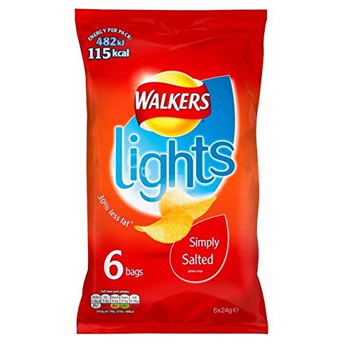 Amazon.com: Walkers Lights Simply Salted Crisps 24g x 6 per pack - Pack ...