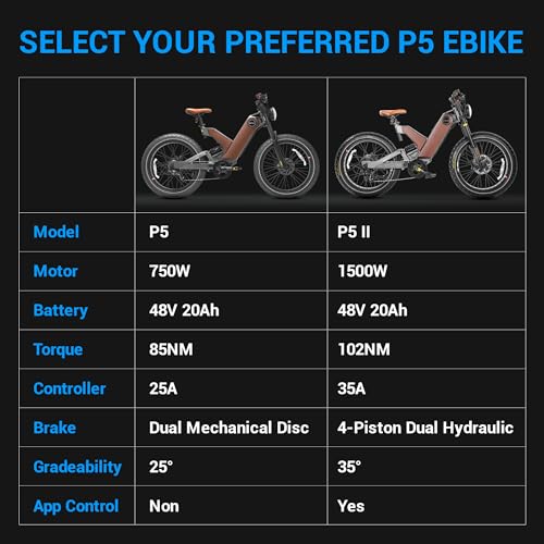 Eahora P5 II [2024 Upgraded] Electric Bike Peak 1700W Electric Mountain Bike 48V 20Ah Removable ...