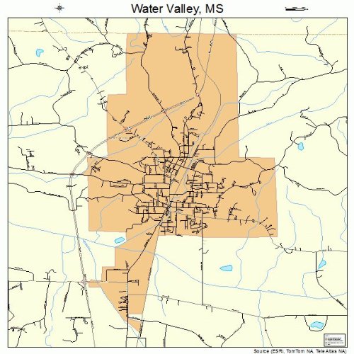 Amazon.com: Large Street & Road Map of Water Valley, Mississippi MS ...