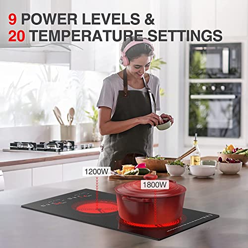 GTKZW Electric Cooktop 2 Burners 12 Inch 3000W, 220-240V Electric Stove ...