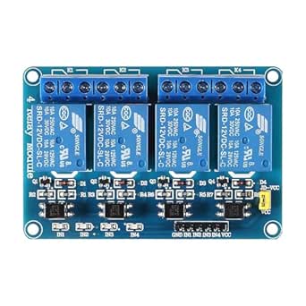 4 Channel 12V Relay Module with Light Coupling, 24V DC Input, 10A High ...