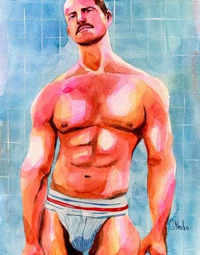 Amazon.com: Gay Art Poster from Watercolor Painting by Goodvin Nerko & Helg Lugano, Homoerotic ...