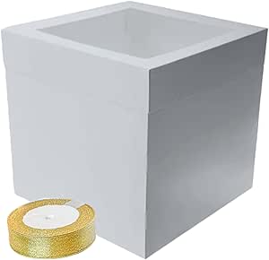HOKIP White Window Tall Cake Box | 10 Inch boxes with lids | 10 x 10 x ...