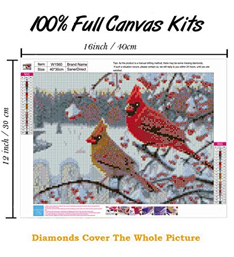 SanerDirect 4 Packs DIY 5D Diamond Painting, Cardinals Bird Round Full ...