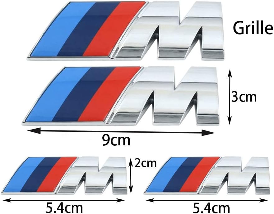 Metal Tri Color M Emblem BadgeCompatible with BMWSport Series Rear ...