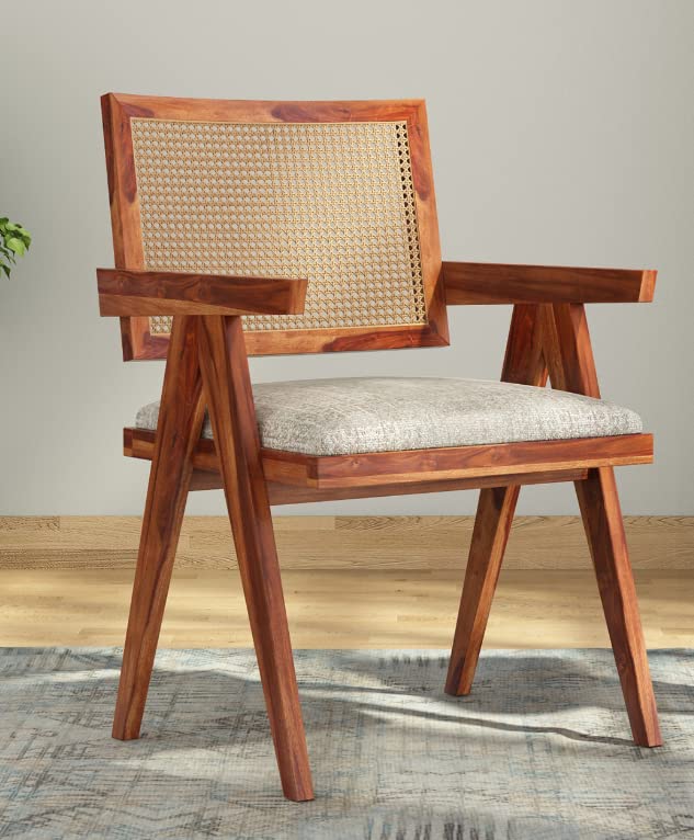 CARPENTRY CART Solid Sheesham Wood Cane Arm Chair, Dinning Room, Living ...