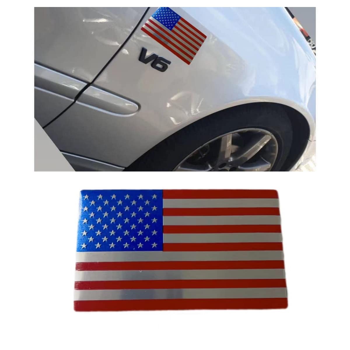 American Flag Car Badge