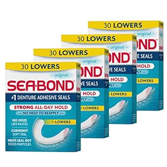 Sea Bond Original Lowers Denture Adhesive Wafers, 30 CT (Pack of 4 ...