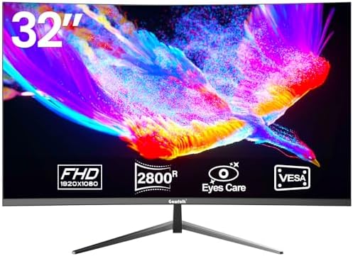 Gawfolk Monitor PC 32 pollici 75Hz, schermo PC curvo Full HD 1080P ...