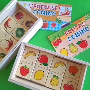 Fruit Domino - Fruits, Vegetables Dominoes Set | Wooden Tile Game for ...