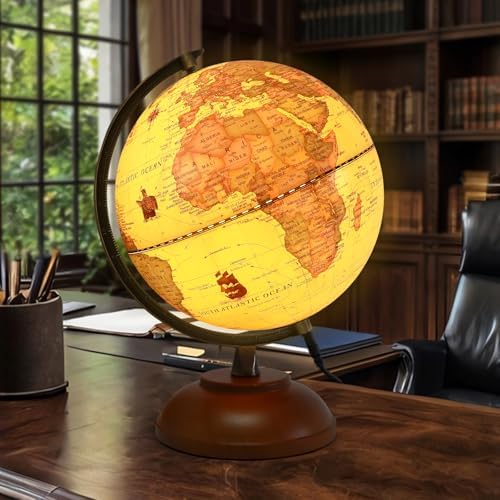 Amazon.com: 12'' Retro Illuminated World Globe with Wooden Stand, 2-1 ...