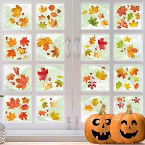 Autumn Window Stickers,6 Sheets Autumn Home Decor Reusable Autumn ...