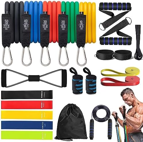 22Pcs Resistance Bands Set,Anti-Snap Exercise Tubes with Handles,150 ...